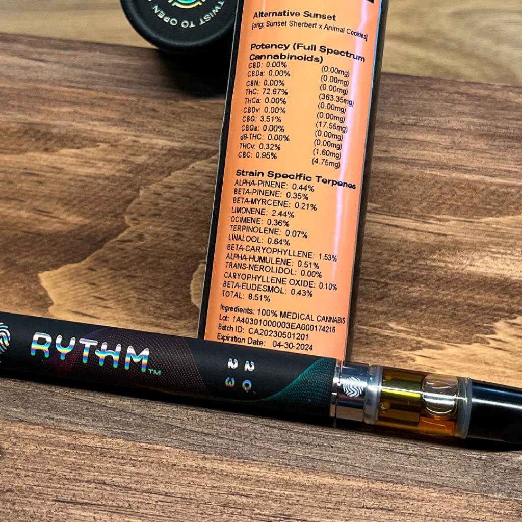 Rythm Alternative Sunset Live Resin Vape Cartridge Review - Chesacanna ...